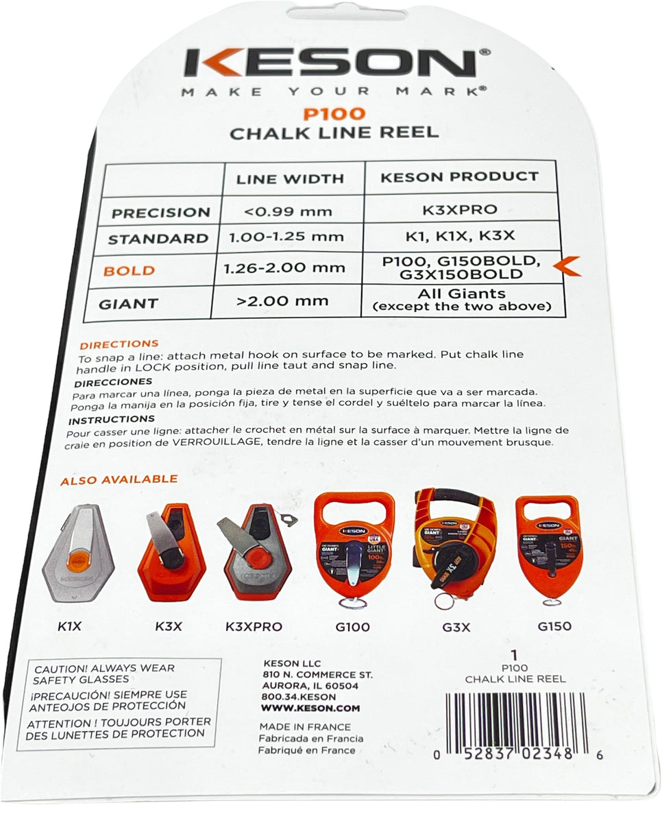 Keson Model P100 Bold Chalk Line Reel - 100ft – White Star Machinery